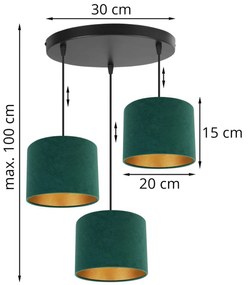 Závěsné svítidlo MEDIOLAN, 3x textilní stínítko (výběr z 10 barev), (výběr ze 3 barev konstrukce), O, G