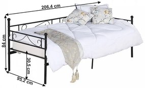 Tempo Kondela Kovová postel ROZALI 90x200, černá