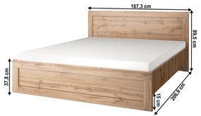 Kondela Manželská postel, 160x200, dub wotan, MORATIZ