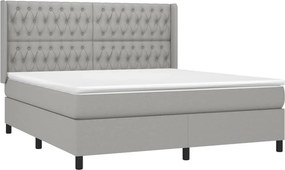 Box spring postel s matrací a LED světle šedá 180x200 cm textil 3138573