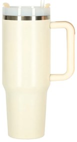 Creative Corner Termohrnek s brčkem a rukojetí termoska 1200ml krémová
