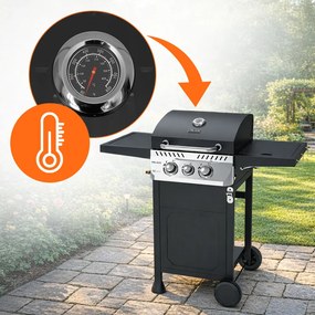BPS-koupelny Plynový BBQ gril s boční plotýnkou, poličkou a krycí plachtou - , 2+1 hořák