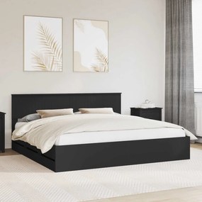 Rám postele se zásuvkou Černá 200 x 200 cm Inženýrské dřevo 3410673