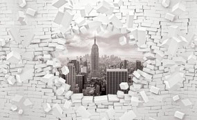 Fototapeta - New York a 3D Brickwall (152,5x104 cm)