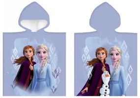 CARBOTEX - Dívčí bavlněné pončo osuška s kapucí Ledové království - Frozen Elsa a Anna / 50 x 110 cm