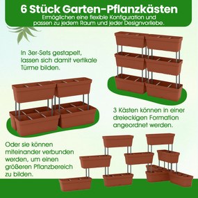 Costway 6 Kus truhlíků s drenážním systémem truhlíky vertikální zvýšený záhon