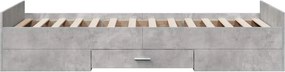 Rám postele se zásuvkami betonově šedý 75 x 190 cm kompozit 3280352