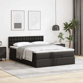Osmanský postel s matracemi&amp;LED černá 140 x 190 cm umělá kůže 3312152