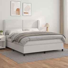 Box spring postel s matrací bílá 180x200 cm umělá kůže