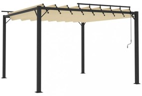 Pergola s lamelovou střechou 3 x 3 m hliník / látka Dekorhome Krémová