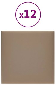 vidaXL Nástěnné panely 12 ks cappuccino 30 x 30 cm umělá kůže 1,08 m²