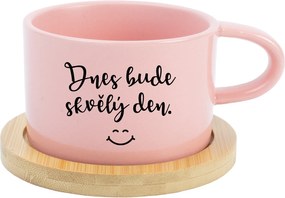DNES BUDE SKVĚLÝ DEN - růžový hrníček makronka 200 ml