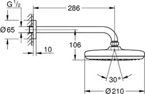 Grohe Tempesta - Hlavová sprcha 210 | 1 proud | sprchové rameno 29 cm