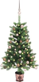 vidaXL Umělý vánoční stromek s LED a sadou koulí 65 cm zelený [3077637] Barva: Růže