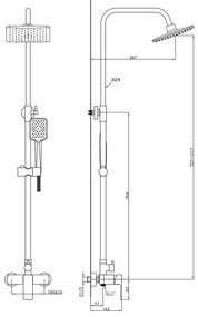 Aqualine FACTOR sprchový sloup s pákovou baterií, chrom FC960