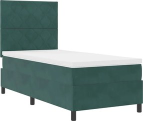 Postel s boxspringem s čelo Tmavě zelená 90 x 200 cm samet 3339875