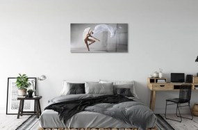 akrylový obraz Žena tančí bílý materiál 100x50 cm