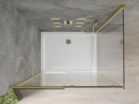 Mexen Omega sprchový kout posuvný 120 x 90 cm, transparentní, zlatý + sprchová vanička Flat - 825-120-090-50-00-4010