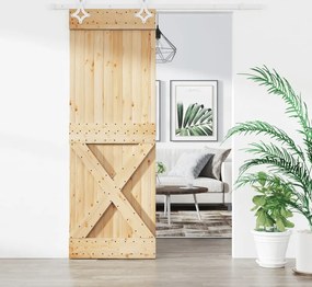 vidaXL Posuvné dveře s kováním 80 x 210 cm masivní borové dřevo [3203170]