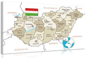 Obraz decentní béžová mapa Maďarska - 60x40