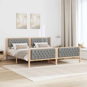 Rám postele Světle šedá 200 x 200 cm Masivní borové dřevo 3394268