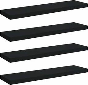 Plovoucí nástěnné police 4 ks černé 90 x 23,5 x 3,8 cm MDF 323840