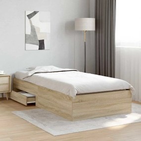 Rám postele se zásuvkou Hnědá 90 x 190 cm Kompozitní dřevo 3345122