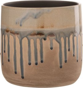 Béžový keramický obal na květináč se stékající glazurou Droplet - Ø 18*18 cm