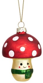 Skleněná ručně vyrobená vánoční ozdoba ø 6 cm Happy Mushroom – Sass &amp; Belle