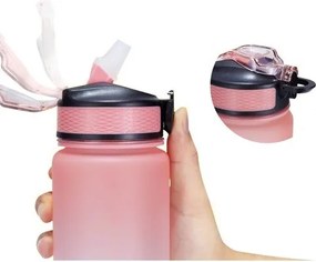 Motivační láhev na vodu 1000 ml, modrorůžová Trizand 24497