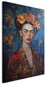 Portrait of Frida - Klimt-Style Composition on a Dark Blue Background [Large Format]