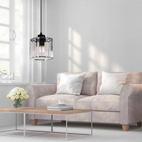 Toolight, křišťálová závěsná lampa E27 60W APP511-1CP, černá, OSW-08551