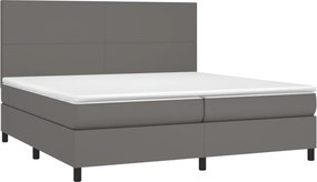 Box spring postel s matrací šedá 200x200 cm umělá kůže 3142747