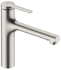 Hansgrohe Zesis M33 - Dřezová baterie 160, s výsuvnou sprškou, sBox lite, vzhled nerezu 74804800