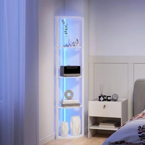 HOMCOM LED stojací lampa, 5stupňově stmívatelná lampa s policí, RGB měnění barev, dálkové ovládání B31-552V90WT