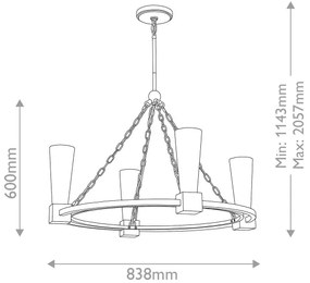 Elstead KRISTY4-DG-OPAL - Lustr na tyči KRISTY 4xE27/40W/230V měděná