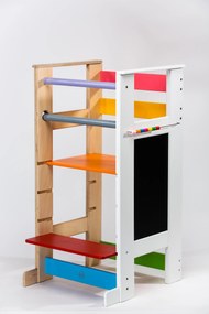 Lucas Wood Style učící věž Žofka - bílá/barevný mix Učící věž s tabulí a kuličkami: Mix