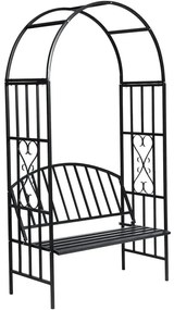 Pergola pro růže s lavičkou, černá