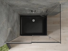 Mexen Omega, sprchový kout s posuvnými dveřmi 100 (dveře) x 90 (stěna) cm, 8mm šedé sklo, chromový profil + slim sprchová vanička černá + chromový sifon, 825-100-090-01-40-4070
