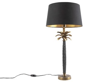 Art deco stolní lampa bronzová s černým odstínem 35 cm - Areka