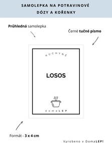 Samolepka na kořenky LOSOS průhledná 3 × 4 cm tučné písmo