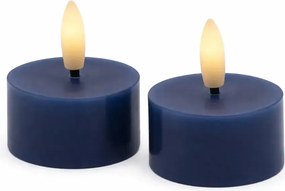 Sada LED čajové svíčky na baterie Sille Tealight, Ø 4,5 × 2,2 cm, hluboký oceán, z pravého vosku, balení 2 ks