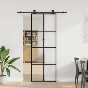 Posuvné dveře s kováním 76x205 cm ESG sklo a hliník 3332885