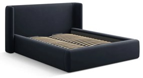 Tmavě modrá čalouněná dvoulůžková postel s úložným prostorem s roštem 140x200 cm Jason – Windsor &amp; Co Sofas