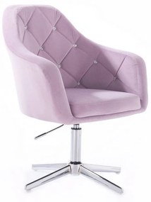 LuxuryForm DESIGN Křeslo ROMA VELUR na stříbrném kříži - levandule