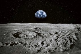 DIMEX | Vliesová fototapeta Země na horizontu MS-5-2234 | 375 x 250 cm| modrá, černá, šedá