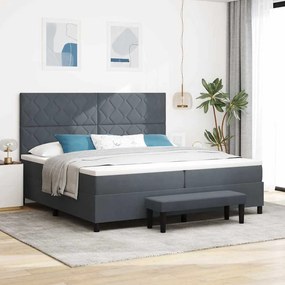 Postel s boxspringem s čelo Tmavě šedá 200 x 200 cm samet 3344601