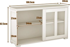 Costway Příborník s posuvnými dvířky 106,5 cm, krémově bílý