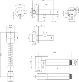 Sapho Sapho, MINIMAL podomítková baterie s bidetovou sprškou, nerez mat, MI540