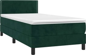 Box spring postel s matrací a LED tmavě zelená 80x200 cm samet 3134312